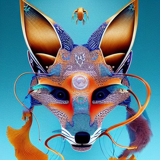 Lexica - Fox portrait biomechanics with ram skull. beautiful ...