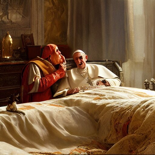 Lexica - The pope is in his bed, scared, because a horned demon is ...