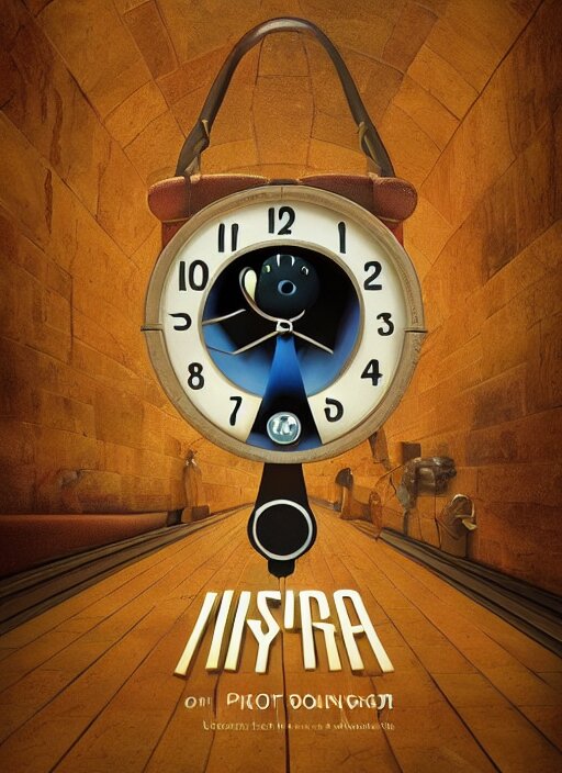 a poster of a pixar's movie about clocks, high definition, trend ...