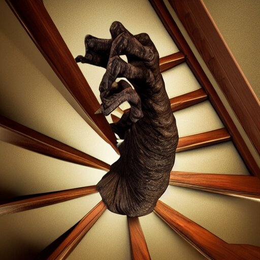 Lexica - Scary monster with elongated arms descending a staircase in a ...