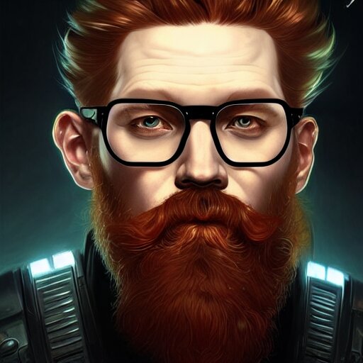 Lexica - Portrait of a ginger bearded man with glasses, sci - fi ...