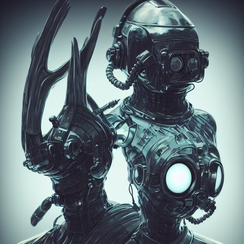 cyber punk, oni mask, 3 d render beeple, compound eye of insect ...