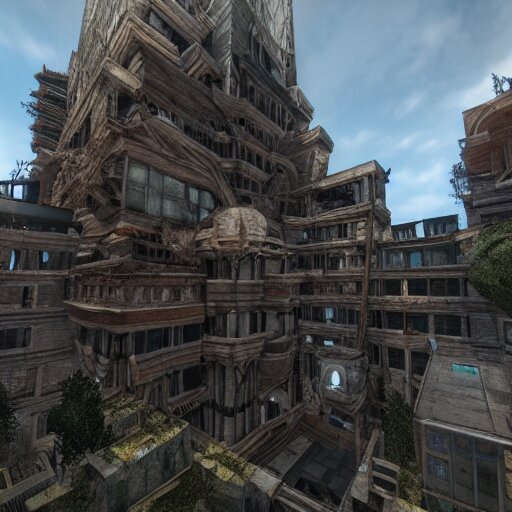 architecture from quake, lovecraftian, liminal space, unreal eng ...