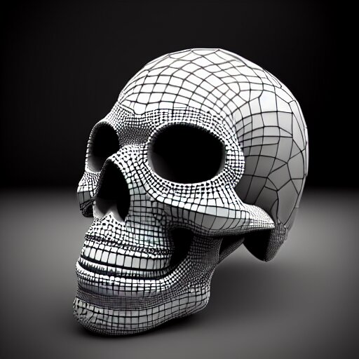 Lexica - “sugar skull In chrome, 3D, maya, studio lighting”