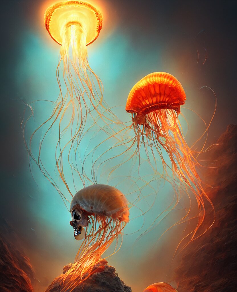 Lexica - Goddess unearth creature masked portrait. jellyfish phoenix ...