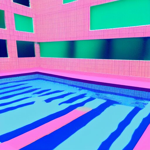 Lexica - Vaporwave swimming pool with nobody, pinkish color
