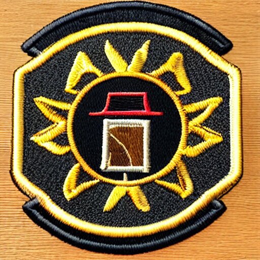 plain yet detailed, fire station flame embroidered patch retro d ...