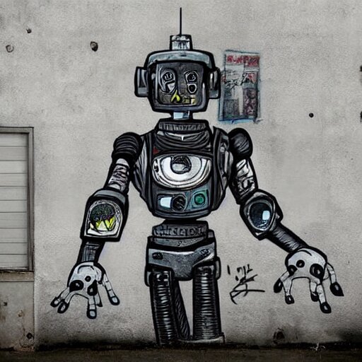 Lexica - Chappie robot color graffiti, black and white zef design ...
