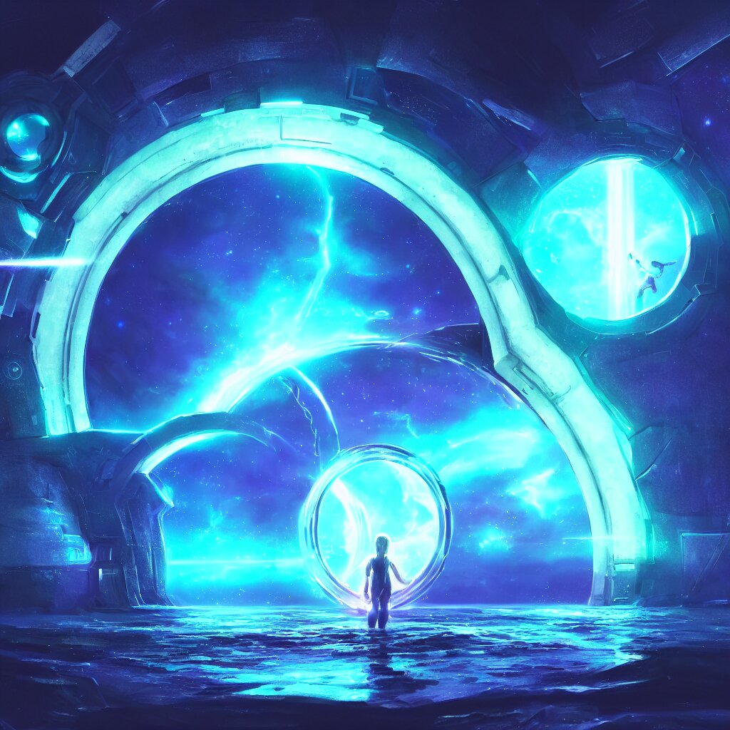 Lexica - Space scene fantasy portal round gate, star sky neon portal ...