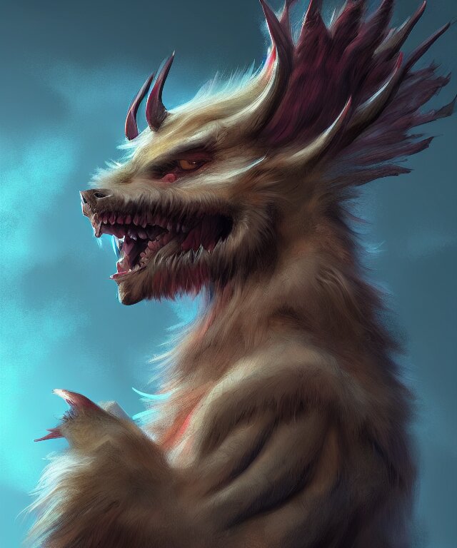 Lexica - A mythical creature covered in fur and spitting caustic acid ...