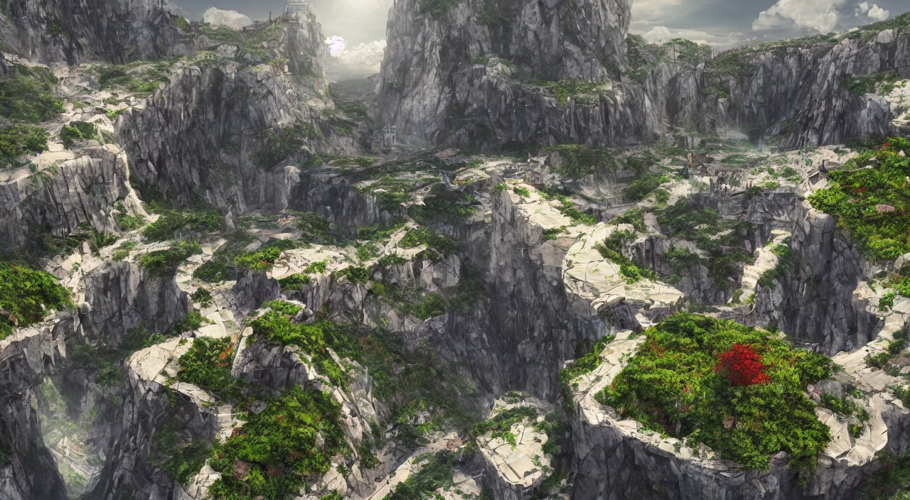 Lexica - giant clear place big white cliff edge megastructure the wall ...