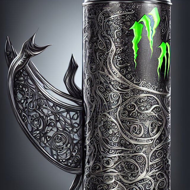 Lexica - Aluminian can of monster energy drink, intricate and very very ...