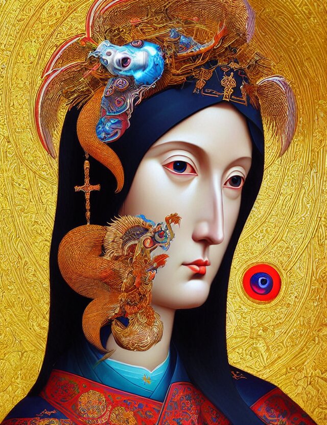 Lexica - 3 d goddess close - up profile portrait russian orthodox icon ...
