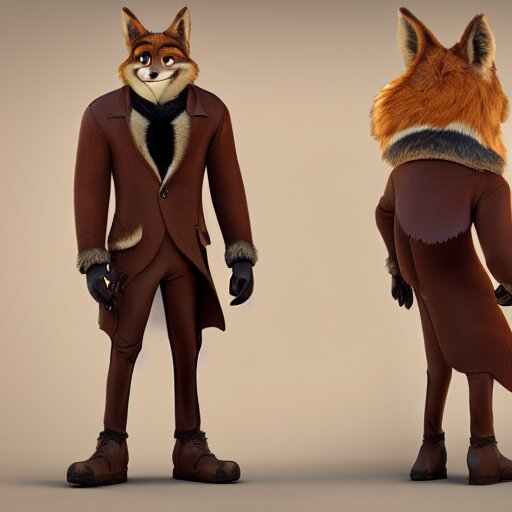 Lexica - Portrait, 3 d render, anthropomorphic coyote male, wearing ...