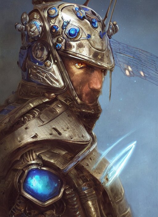 Lexica - Formal portrait of a cyborg locust warrior wearing plate armor ...