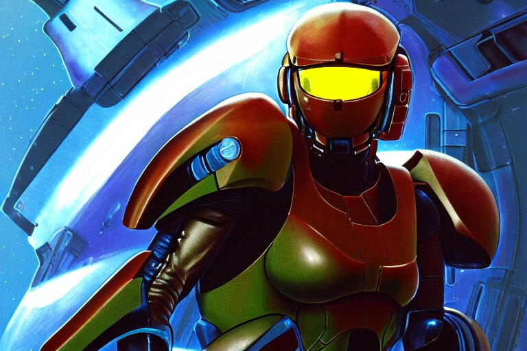 Lexica - Portrait of a samus aran from metroid, in her battle armor ...