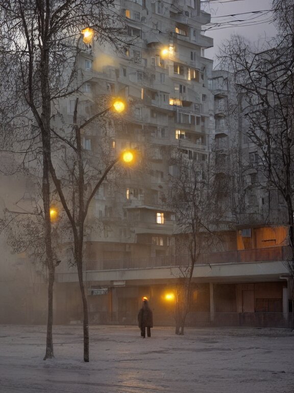 Lexica - Film still of low russian residential building in suburbs ...