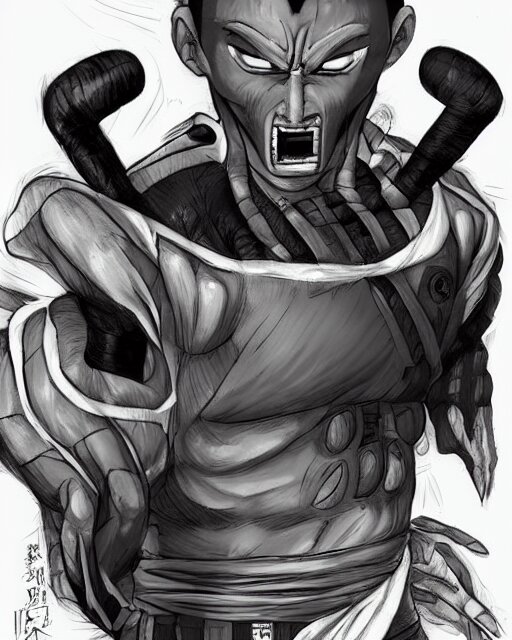 Lexica - Pencial drawing concept art of a machine mutant martial artist ...