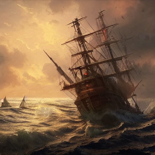 Sinking Pirate Ship Painting