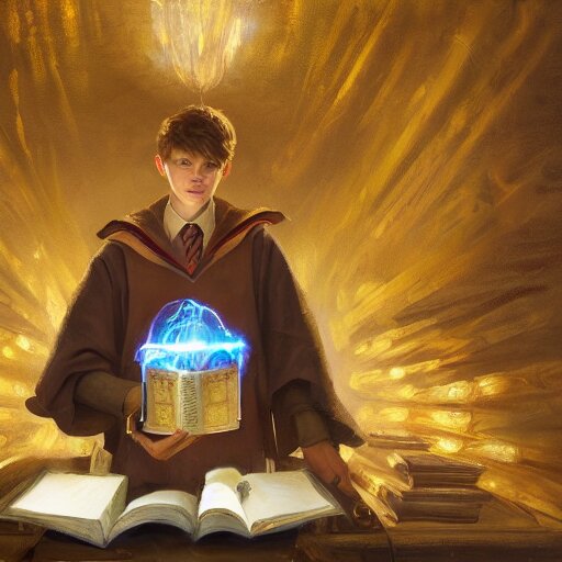 an oil painting of a portrait of a handsome hogwarts boy in huff ...