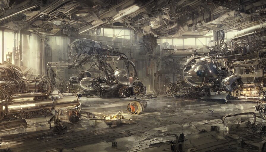 Lexica - The inside of a futuristic mechanic spaceshop coc, highly ...