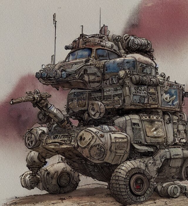 Lexica - A watercolor ink painting of a post - apocalyptic mad max ...