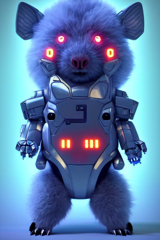 high quality 3 d render sci - fi very cute mecha & fluffy! womba ...