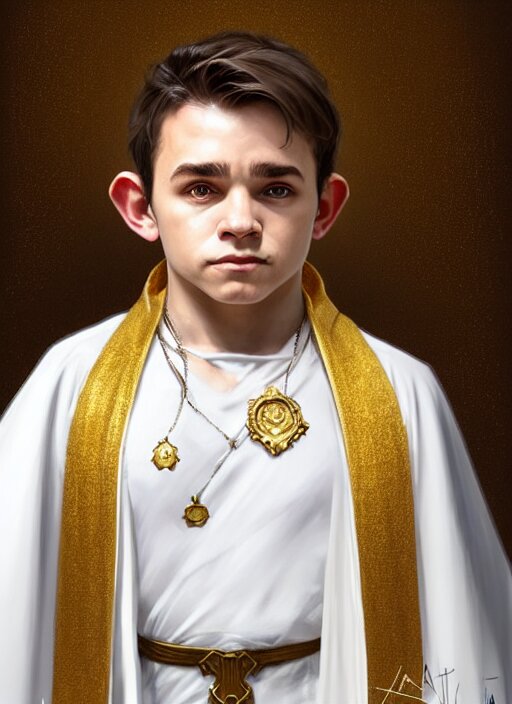 Lexica - Symmetry!! portrait of a young halfling male cleric, white ...