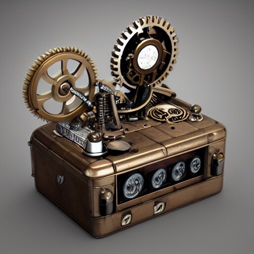 Lexica - Octane render of a mechanical wind-up steampunk cd player with ...