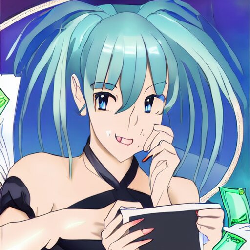 Lexica - Goddess Aqua struggling to do her taxes, trending on pixiv
