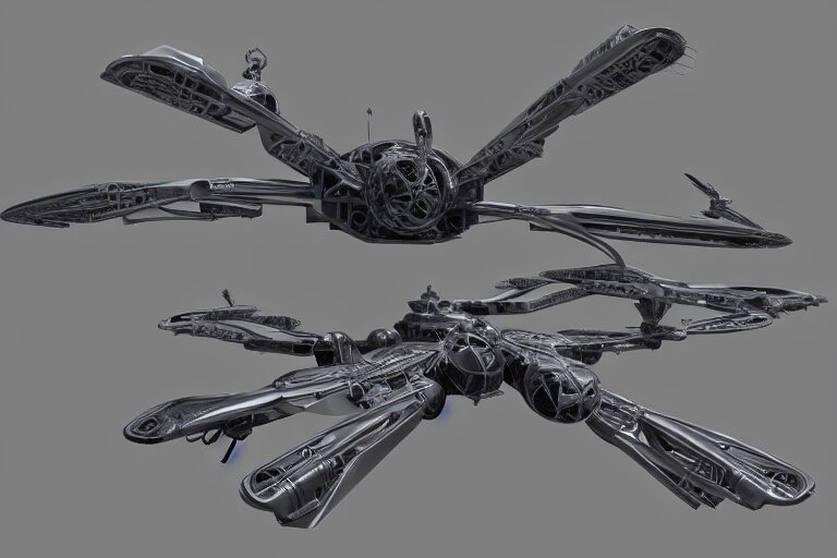 concept art of a futuristic helicopter, in gunmetal grey, extrem ...