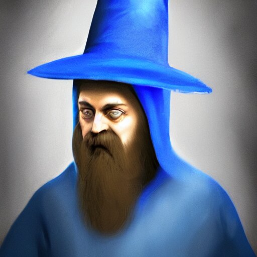 Lexica - A photo of a wizard wearing a big blue hat, digital art, hyper ...