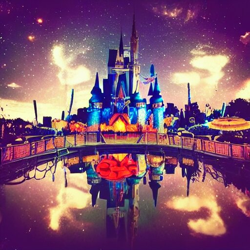 Lexica - “ out of space dystopian disney world, theme park, scary.