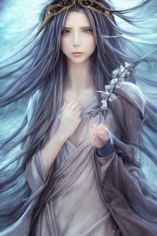 Lexica - Belldandy ah my goddess! casts a magical spell, windy floating ...