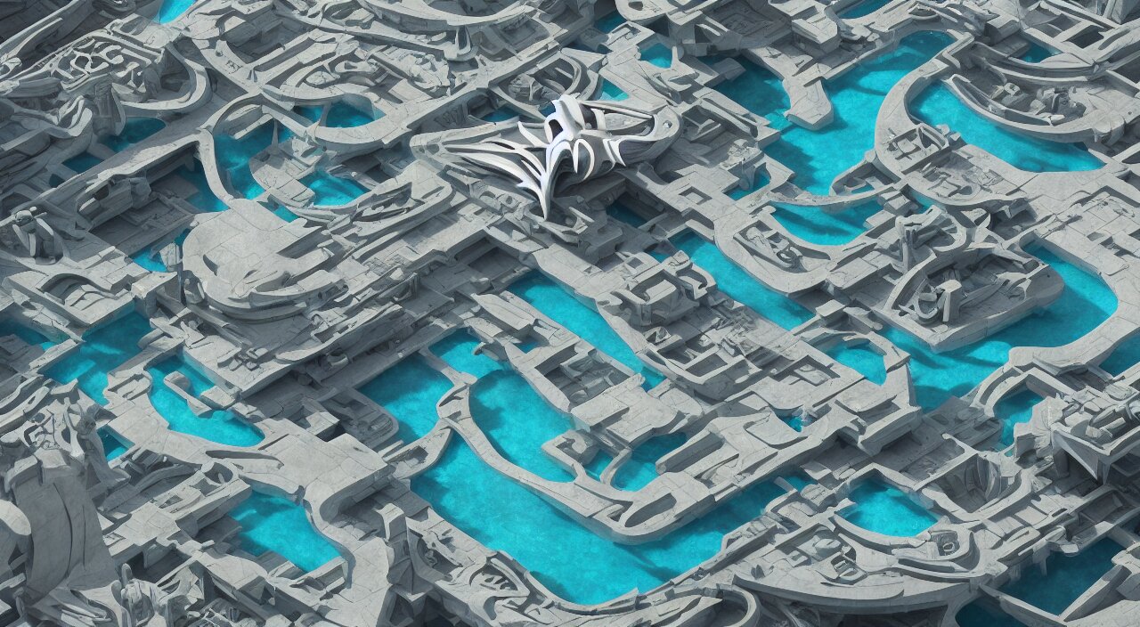 Lexica - a matte painting of a Modern Atlantis temple of dynasty highly ...