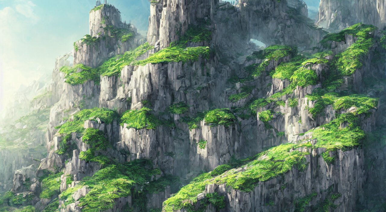 Lexica - giant clear place big white cliff edge megastructure the wall ...