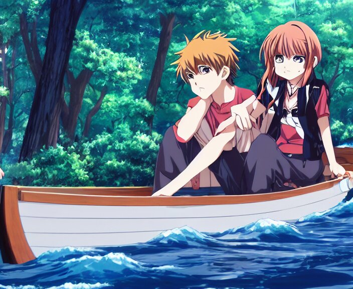 Lexica - Anime key visual of a boy with black hair anime and girl, with ...