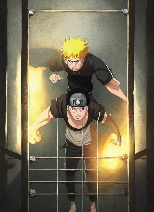Lexica - Highly detailed prison cell with naruto uzumaki with black ...
