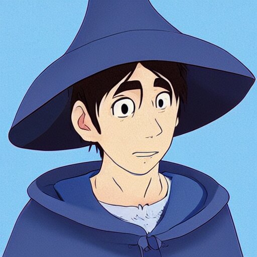 Lexica - A photo of a wizard wearing a big blue hat, digital art ...