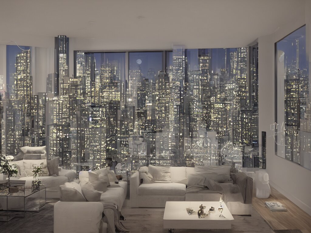 a Photorealistic hyperrealistic interior night time render of a ...