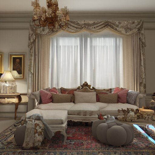 Lexica - A detalied 3 d render of a country chic living room, by ...