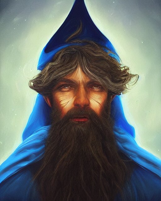 Lexica - Hyper realistic painting of a wizard in a blue robe, by Anato ...
