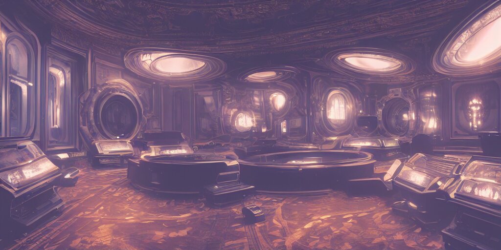 Lexica - A wide shot photorealistic futuristic 3D room with four walls ...