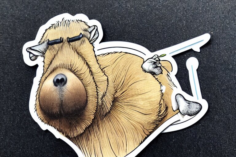 a masterpiece illustration of a funny capybara for a sticker - Arthub.ai