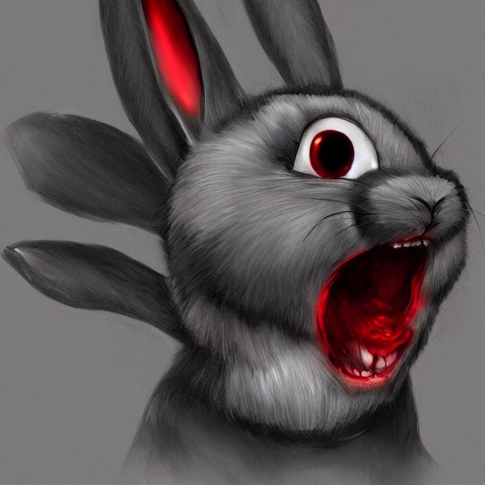 Lexica - A angry bunny with red eyes menacingly staring into the camera ...