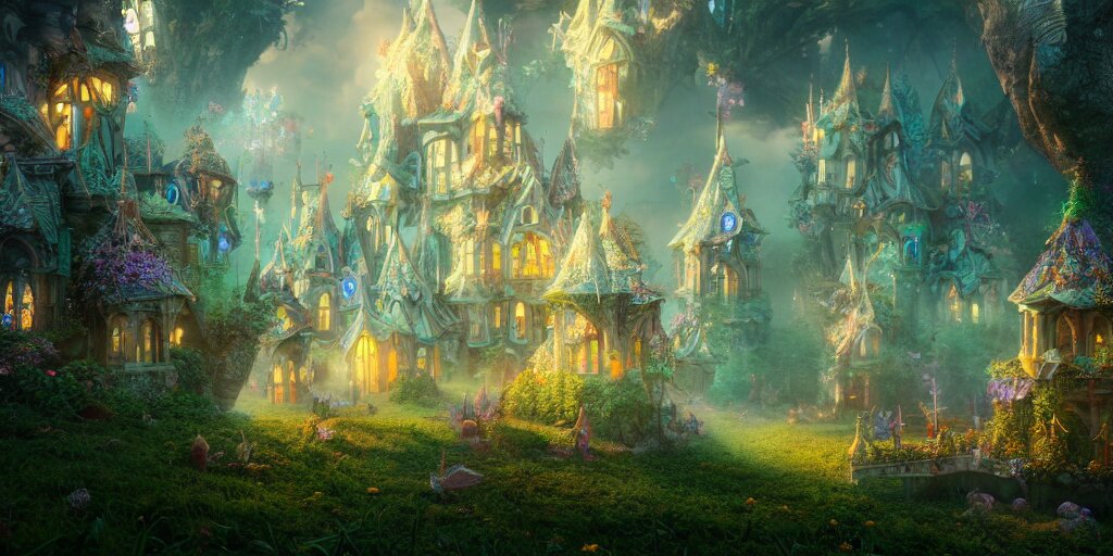in an ethereal magical fairy city, highly detailed, 8 k, hdr, aw ...