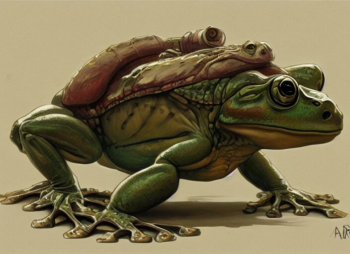 Lexica - A giant frog with a giant cannon in his back, exoskeleton ...