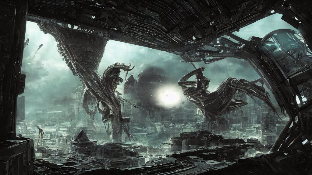 Lexica - Aliens brainsuckers warriors attacking egyptian god near the ...