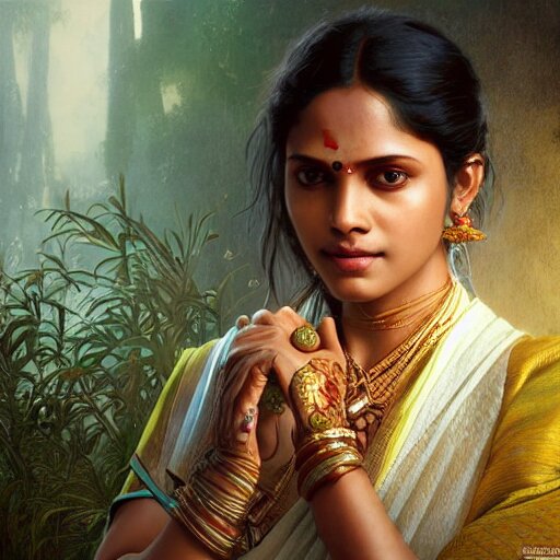 Lexica - South indian woman, sari, ultra realistic, concept art ...