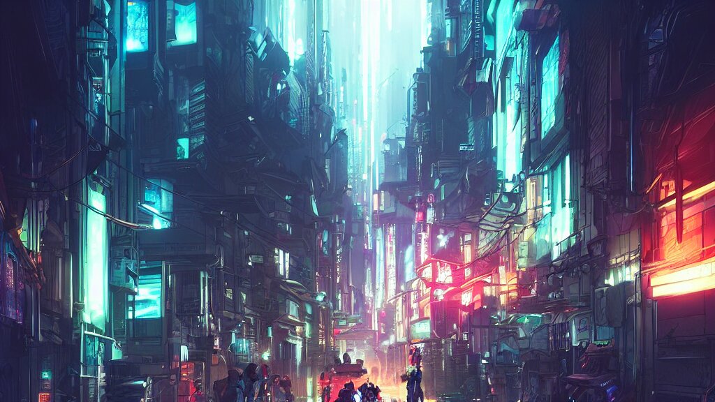 Lexica - Cyberpunk city streets at night, digital illustration by greg ...